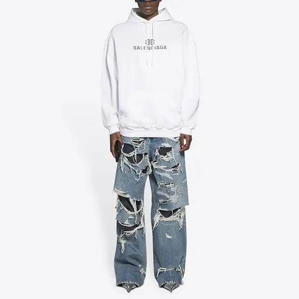 Balenciaga Bb Pixel Medium Fit Hoodie - White
