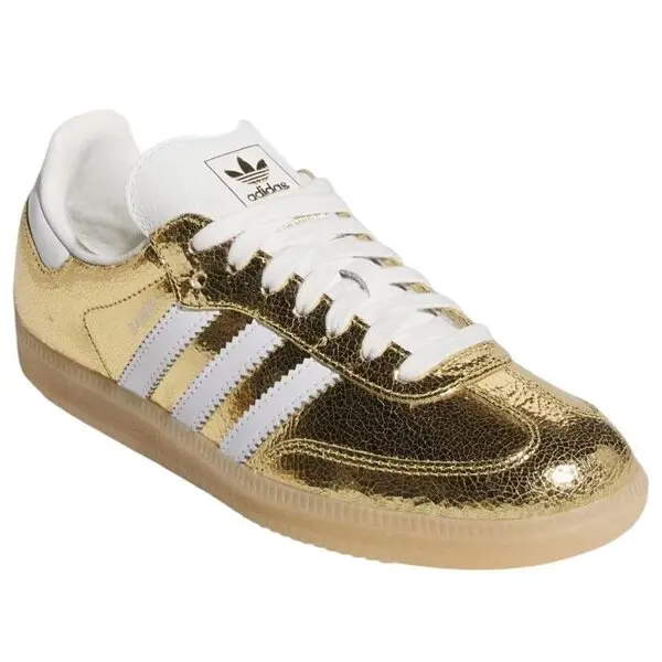 Adidas Samba Og Gold Metallic Cracked Leather Sneakers
