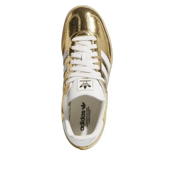 Adidas Samba Og Gold Metallic Cracked Leather Sneakers - Gold Metallic/cloud White/cracked Leather