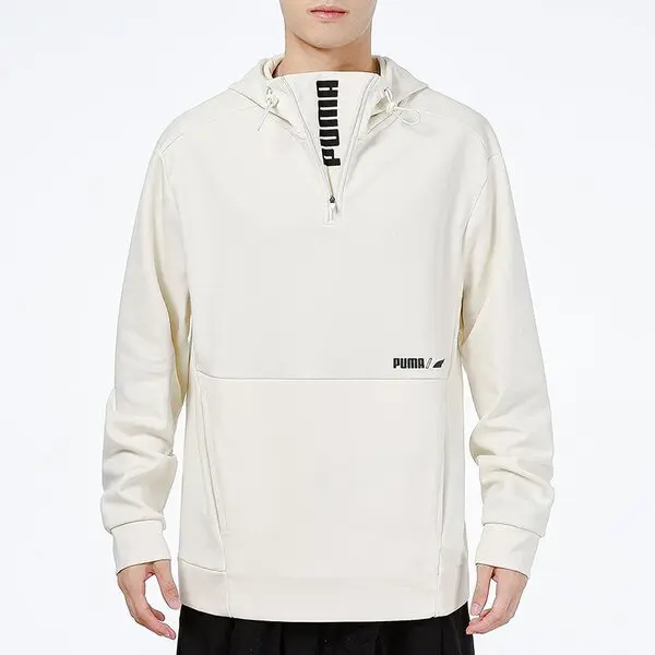 PUMA Half Zip Hooded Jacket - White