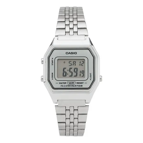 Casio Digital Stainless Steel Water Resistant Watch - White