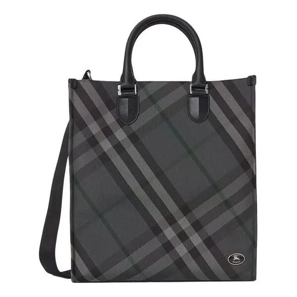 Burberry Check Tote Shoulder Bag - Black
