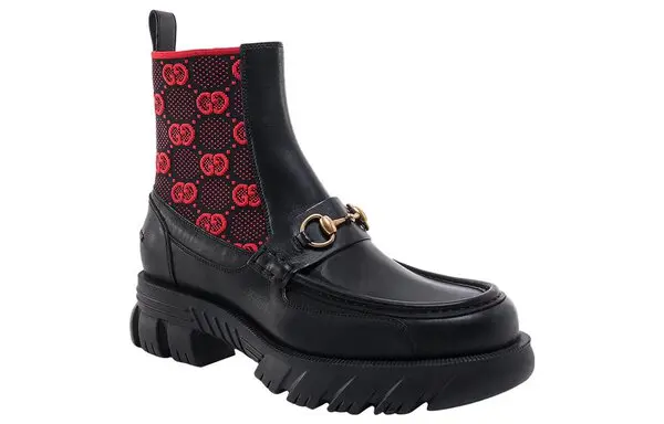Gucci Horsebit Gg Jersey Ankle Boots