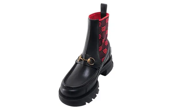 Gucci Horsebit Gg Jersey Ankle Boots