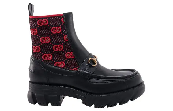 Gucci Horsebit Gg Jersey Ankle Boots
