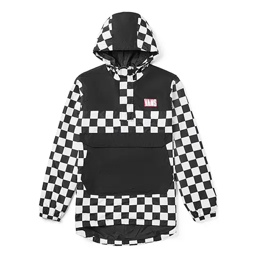 VANS Plaid Hooded Windbreaker Jacket - Black