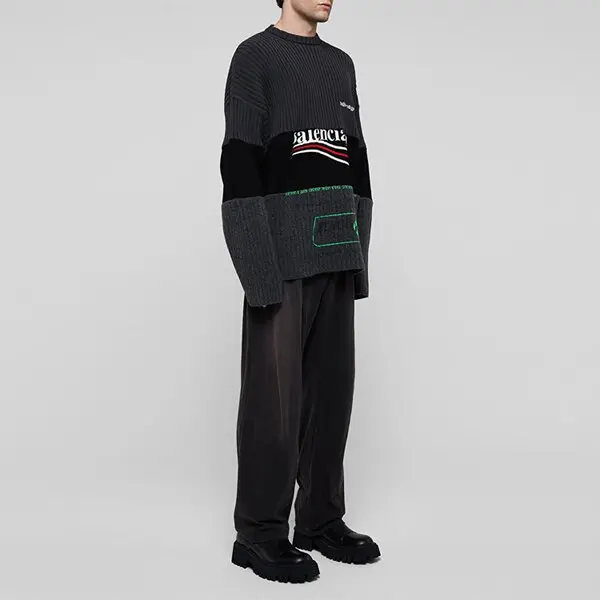 Balenciaga Political Campaign Ribbed Panelled Sweater