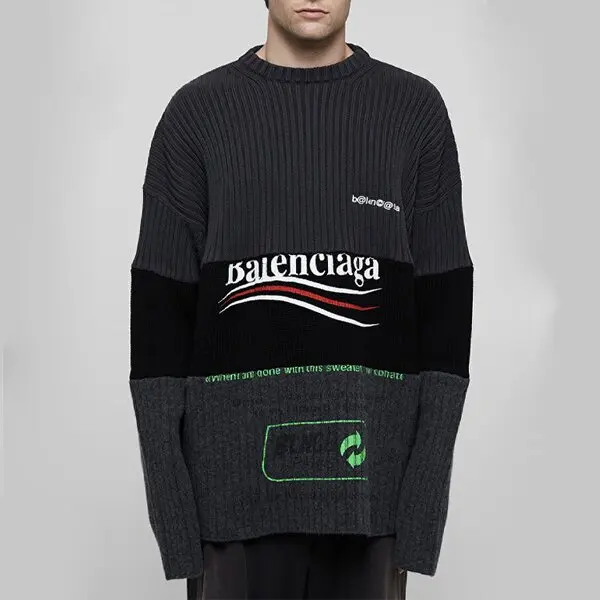 Balenciaga Political Campaign Ribbed Panelled Sweater