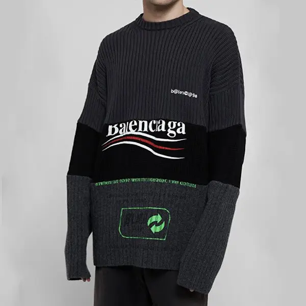 Balenciaga Political Campaign Ribbed Panelled Sweater