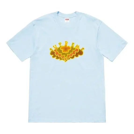 Supreme Ss19 Cloud Tee Clouds Pattern Short Sleeve - Light Blue