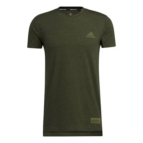 Adidas Stu Tech Tee Solid Color Training Sports Short Sleeve - Green