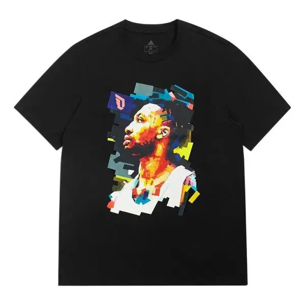 Adidas Dame Icon Tee Logo Printing Round Neck Short Sleeve Black T-shirt - Default Colorway