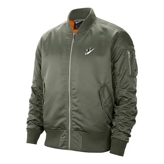 Nike Nsw Punk 3d Logo Aviator Jacket Us Edition Gray Green - Grey/green