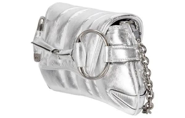 Gucci Horsebit Chain Small Shoulder Bag - Silver Leather