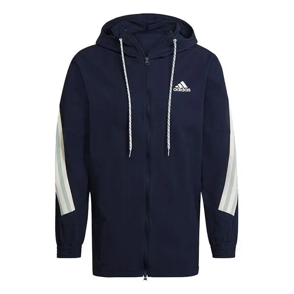 Adidas 3s Tape Jkt Colorblock Casual Sports Hooded Jacket - Navy