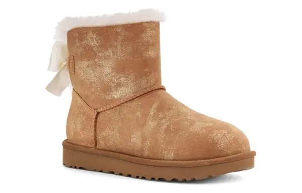 UGG Mini Bailey Bow Glimmer Boots - Chestnut