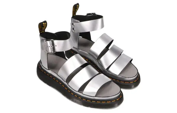 Dr. Martens Clarissa Metallic Ankle Strap Sandals - Silver