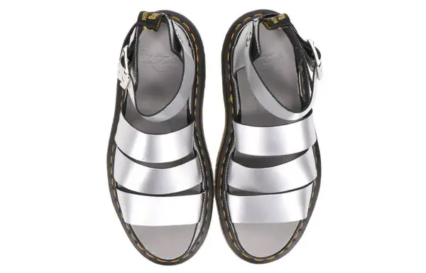 Dr. Martens Clarissa Metallic Ankle Strap Sandals - Silver
