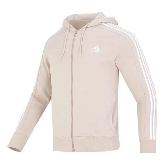 Adidas French Terry 3-stripes Full-zip Hoodie Jackets - Beige