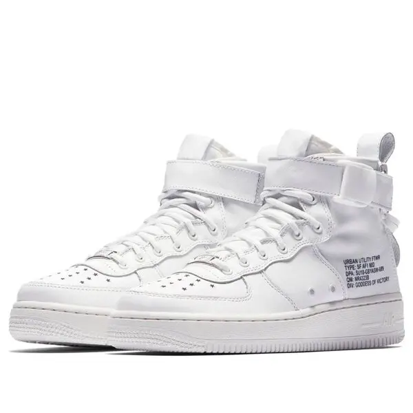 Nike Sf Air Force 1 Mid Qs "triple - White