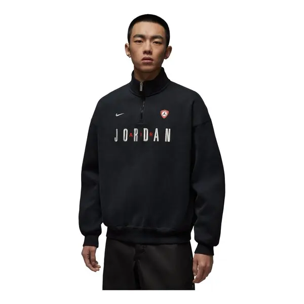 JORDAN Flight Graphic Fleece 1/4-zip Top - Black/sail