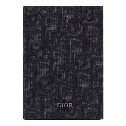 Dior Bi-fold Card Holder Oblique Jacquard - Black