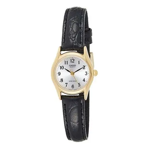 Casio Analog Quartz Watch With Leather Band - Silver