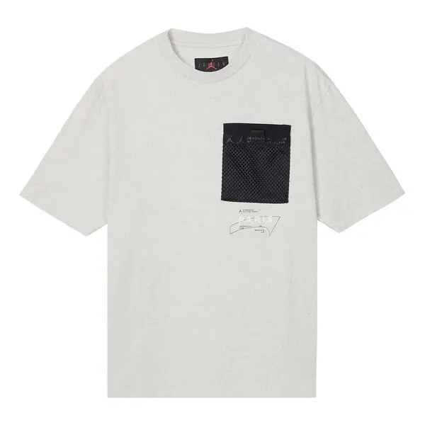 Nike Alphabet Printing Patch Pocket Round Neck Short Sleeve Asia Edition Gray T-shirt - Default Colorway