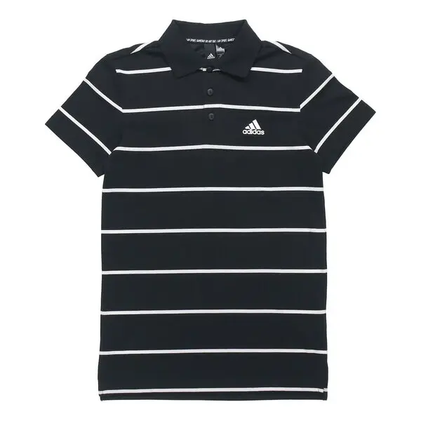 Adidas Yarn Dye Stripe Short Sleeve Polo Shirt - Black