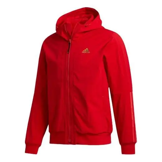Adidas Cny Tt Casual Sports Hooded Jacket - Light Red