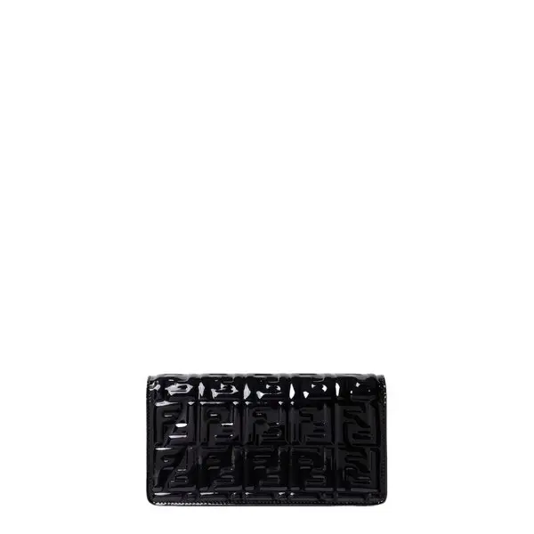 Fendi Baguette Wallet On Chain - Black