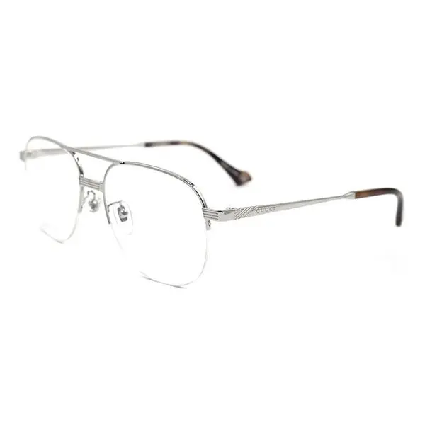 Gucci Series Optical Metallic Aviator Eyeglasses - Silver
