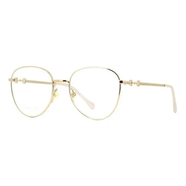 Gucci Horsebit Metallic Round Frame Optical Eyeglasses - Grey