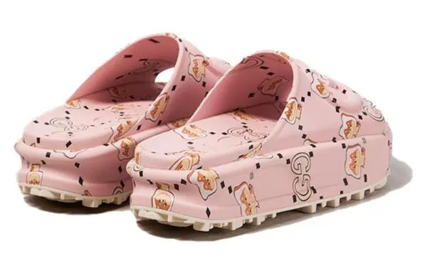 Gucci X Pikarar Slide Sandal Gg Animal Print - Light Pink