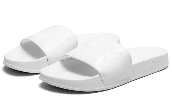 PUMA Leadcat Patent Slide Sandals - White