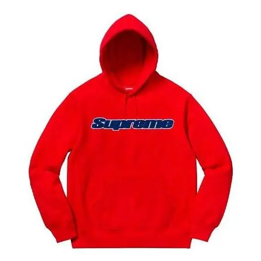 Supreme Chenille Hooded Sweatshirt - Red/navy