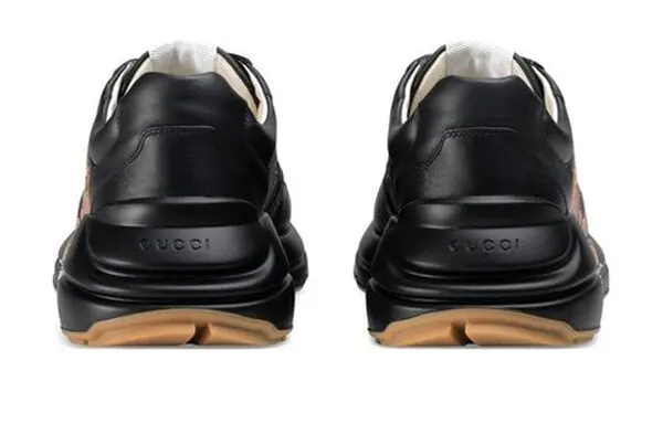 Gucci Rhyton Leather Tiger Print Sneakers - Black/orange