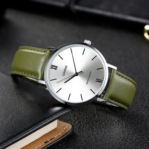 Casio Quartz Analog Watch With Leather Strap