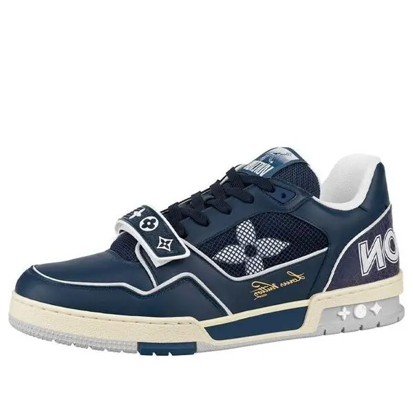 LOUIS VUITTON Navy Mesh Trainers - Navy/white
