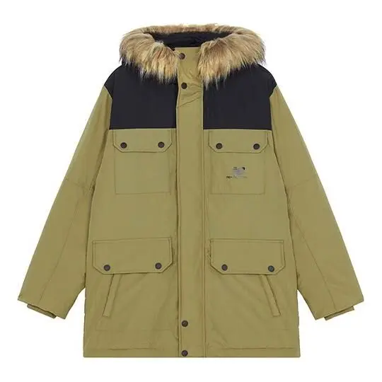 NEW BALANCE Hooded Down Jacket - Olive Green/black