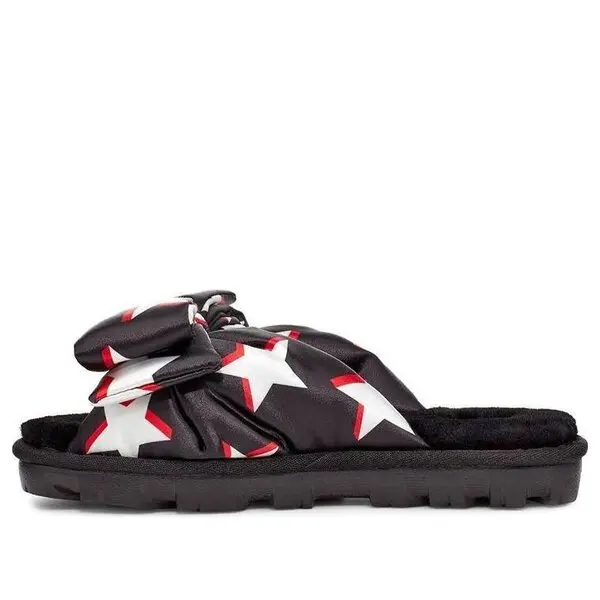 UGG Lushette Puffer Star Slides - Black/white/red