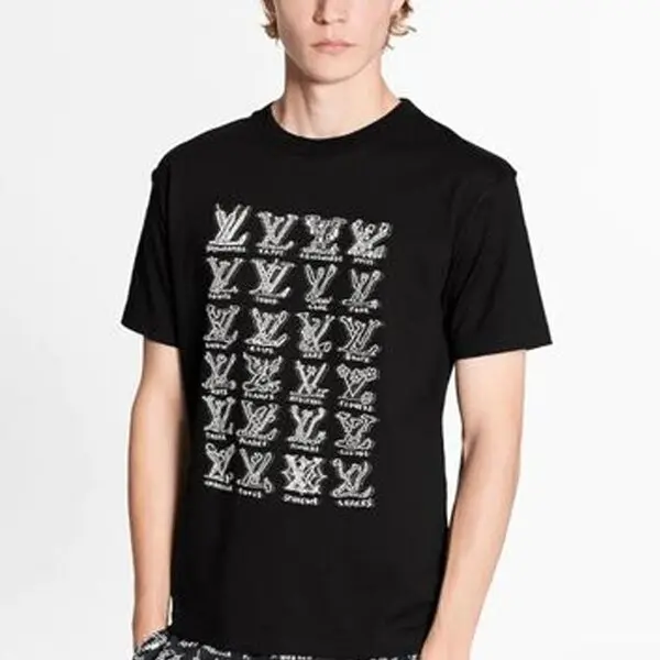LOUIS VUITTON Logo Printing Round Neck Short Sleeve