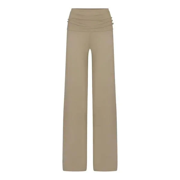 Nike X Skims Stretch Knit Foldover Wide Leg Pant - Dune