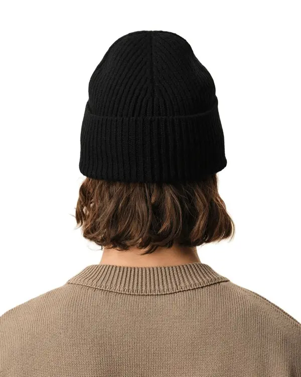 AMI Paris Contrasted De Coeur Wool Beanie - Black