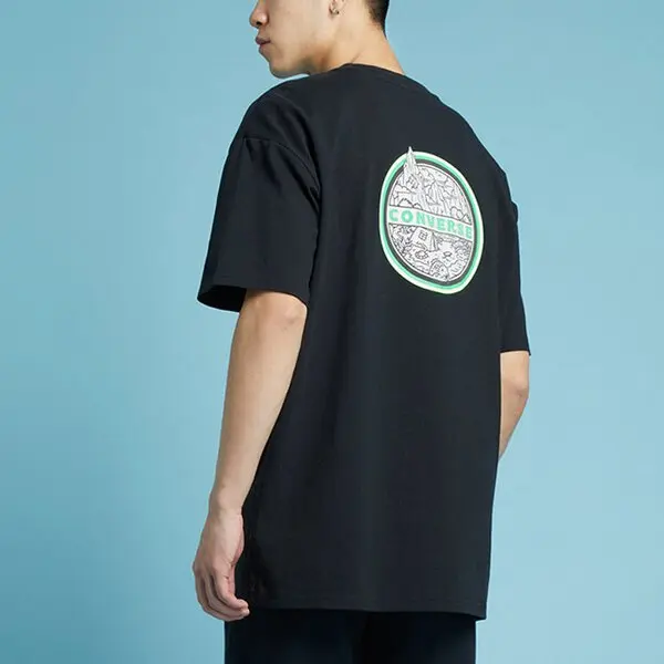 CONVERSE Logo Printing Round Neck Short Sleeve - Black
