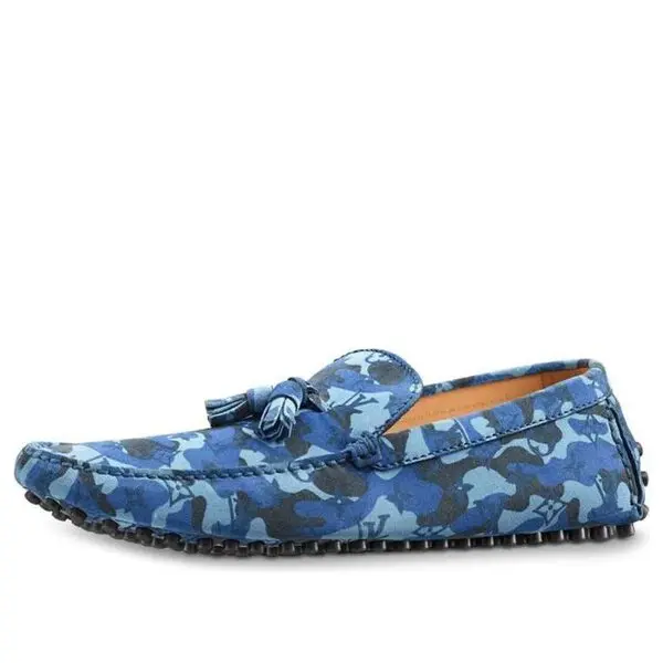 LOUIS VUITTON Camouflage Monogram Moc Toe Loafers - Blue