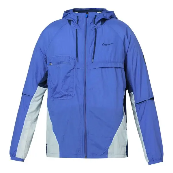 Nike Hooded Track Jacket With Zip Up And Pockets - Blue