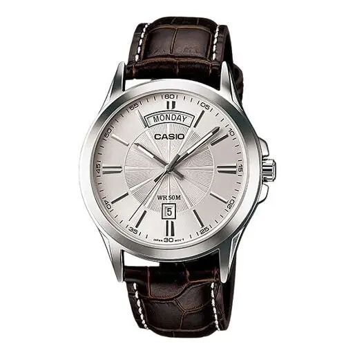 Casio Enticer Quartz Watch With Leather Band - Brown