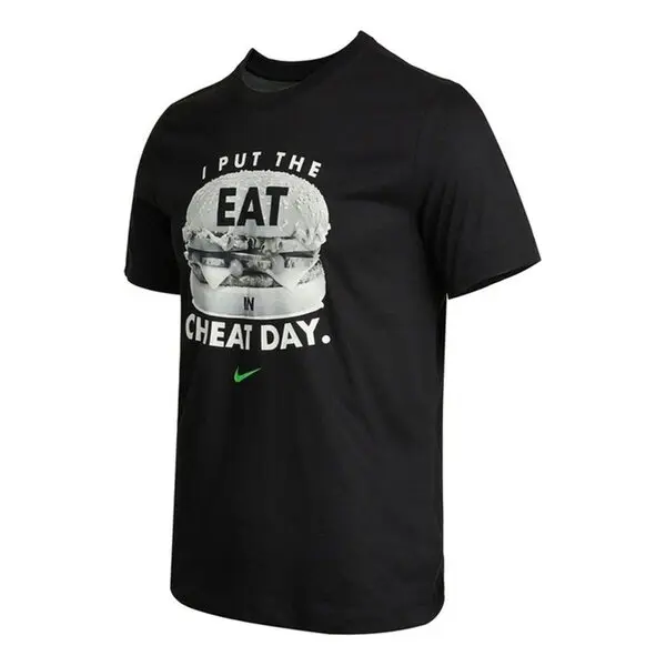 Nike Tee Humor Athleisure Casual Sports Alphabet Printing Short Sleeve - Black