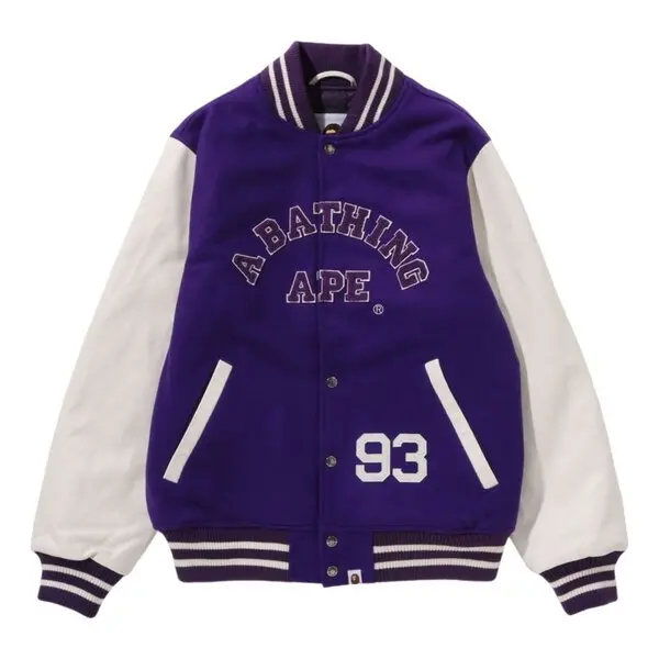 A BATHING APE Giant Ape Head Varsity Jacket - Red